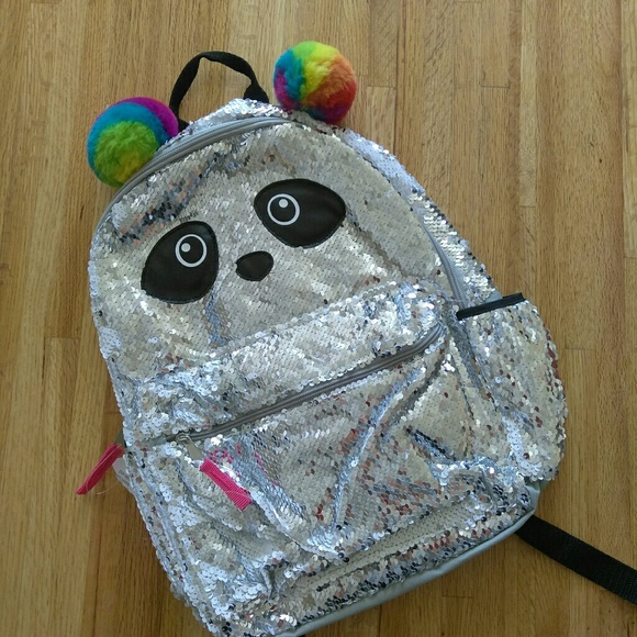 Accessories | New Silver Sequin Backpack Panda Bear Carry All | Poshmark